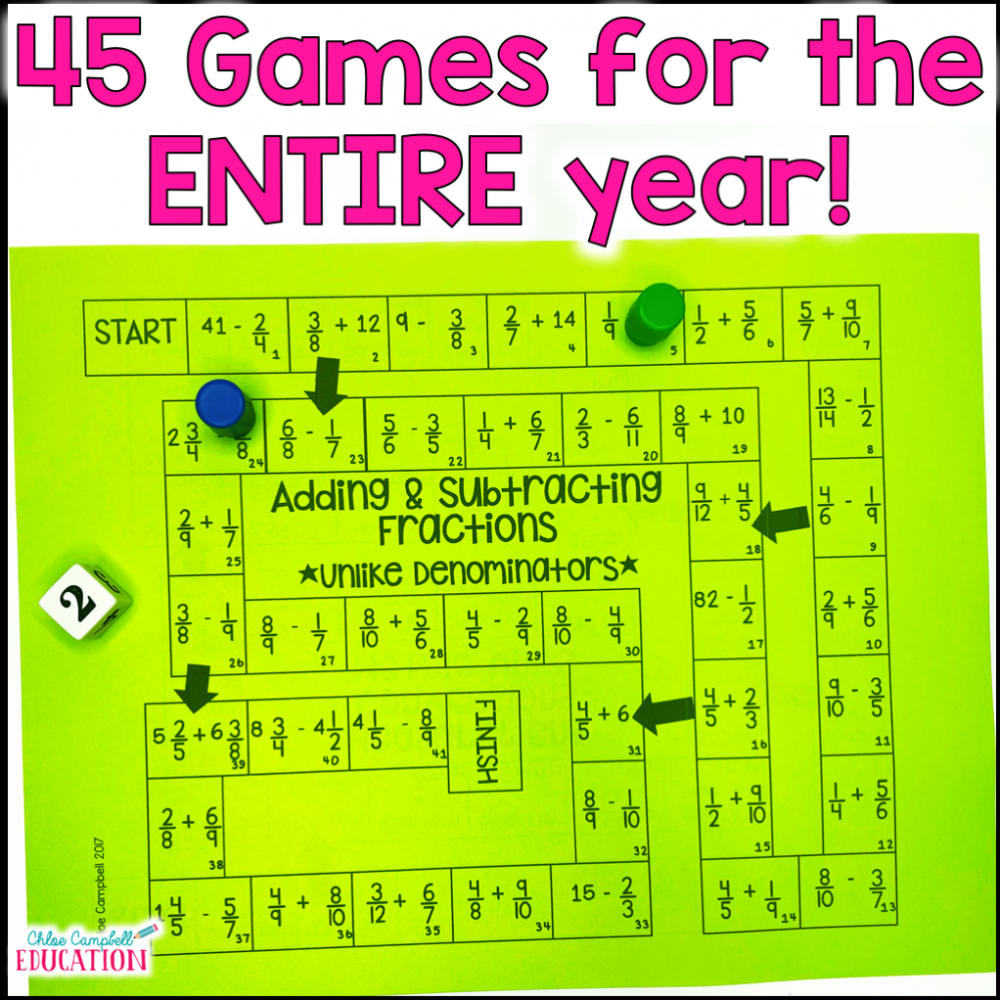 5th Grade Math Centers – Math Review – Board Games for the Entire Year ...