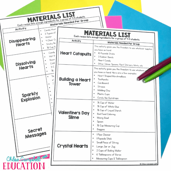Valentine’s Day Science Experiments your students will love – Chloe ...