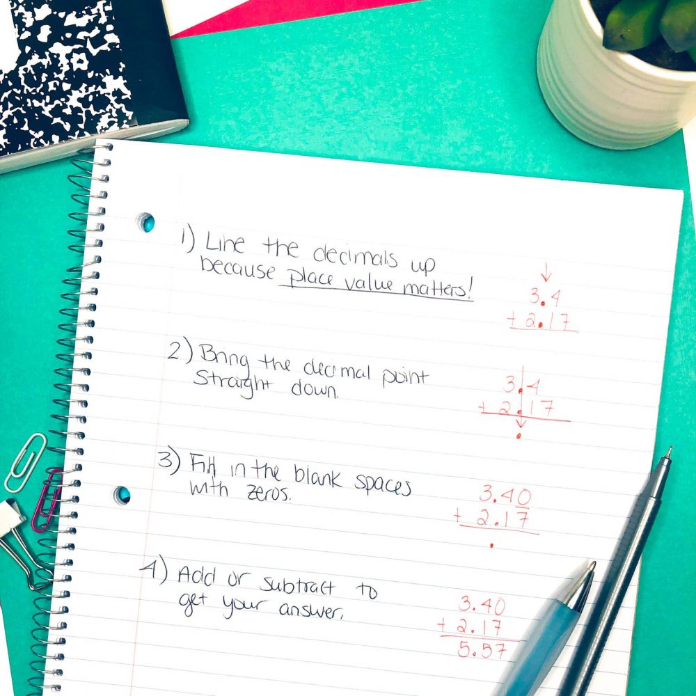 Tips for Teaching Adding and Subtracting Decimals – Chloe Campbell ...