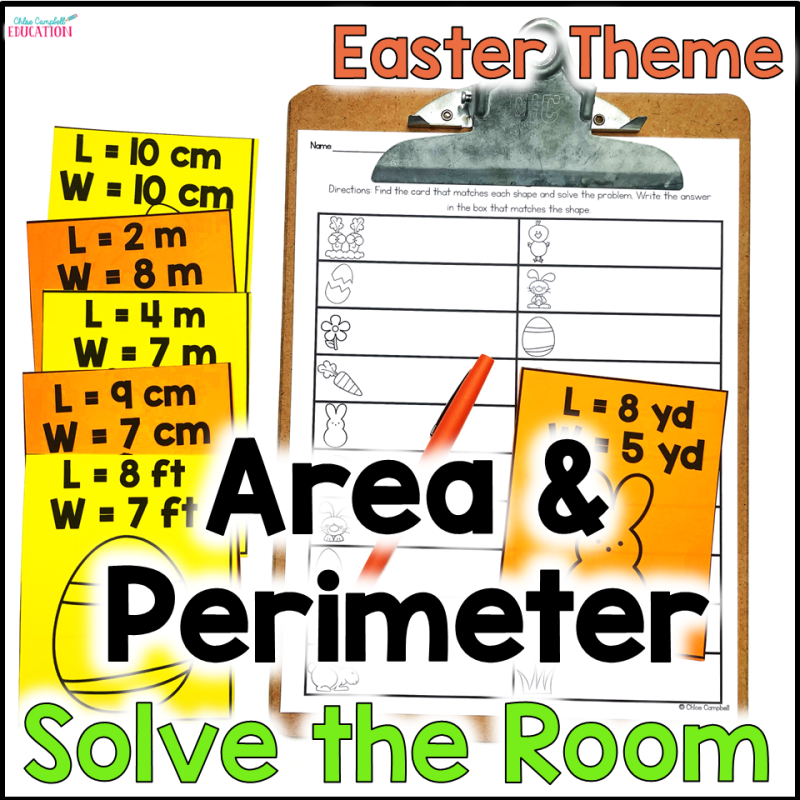 Area and Perimeter Solve the Room Cards – Easter Theme Math Activity ...
