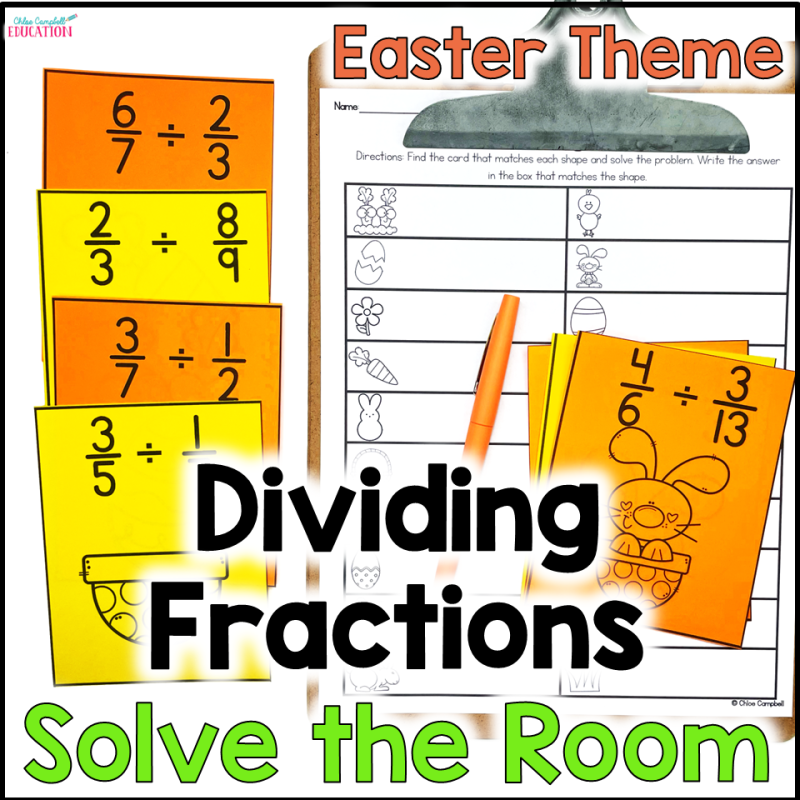 Dividing Fractions Solve the Room Activity – Easter 5th Grade Math ...