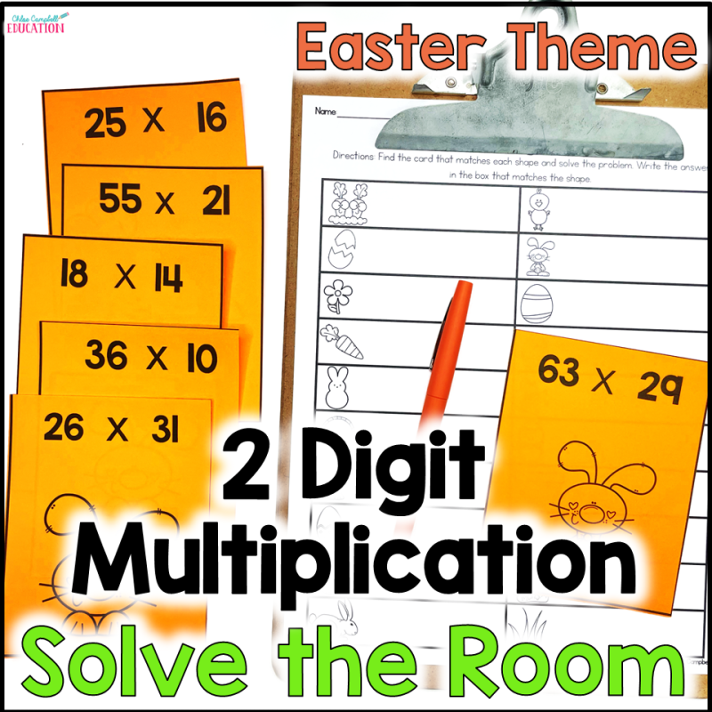 2 Digit by 2 Digit Multiplication Solve the Room – Easter Math – Chloe ...