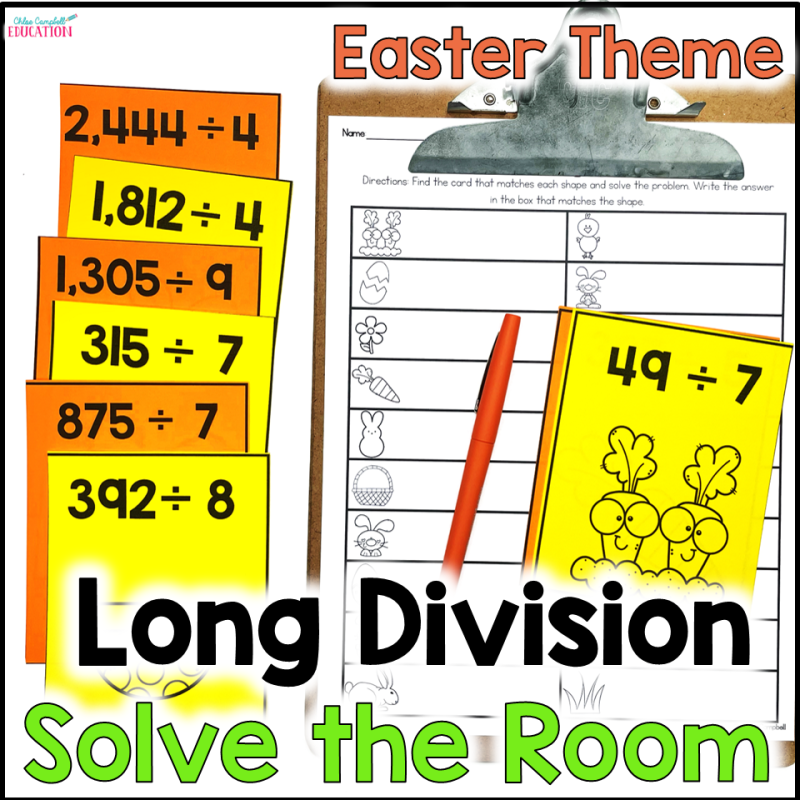 Long Division Games with 1 Digit Divisors – Solve the Room – Easter ...