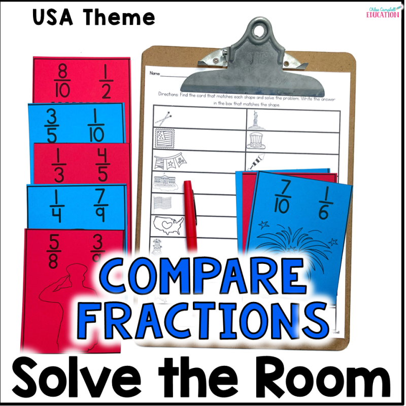 Comparing Fractions with Unlike Denominators Solve the Room – USA Math ...
