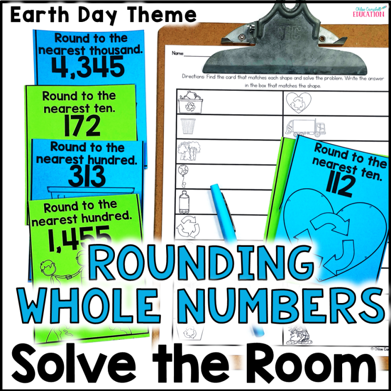 Rounding Whole Numbers – Solve the Room – Earth Day Math Center – Chloe ...