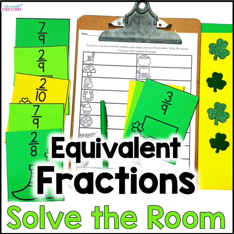 Equivalent Fractions – Solve the Room Activity – St. Patrick’s Day Math