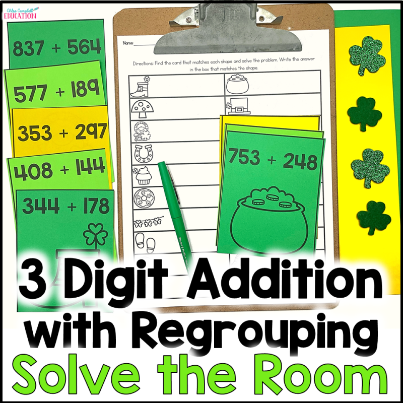 3 Digit Addition with Regrouping – St. Patrick’s Day Math – Chloe ...