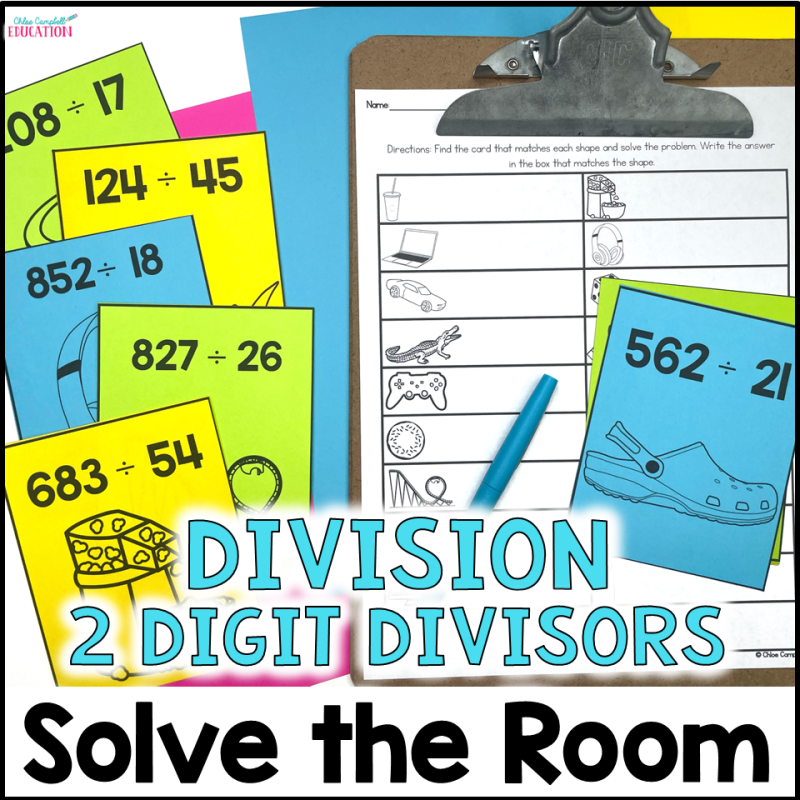 Long Division with 2 Digit Divisors – 5th Grade Solve the Room – Math Scoot