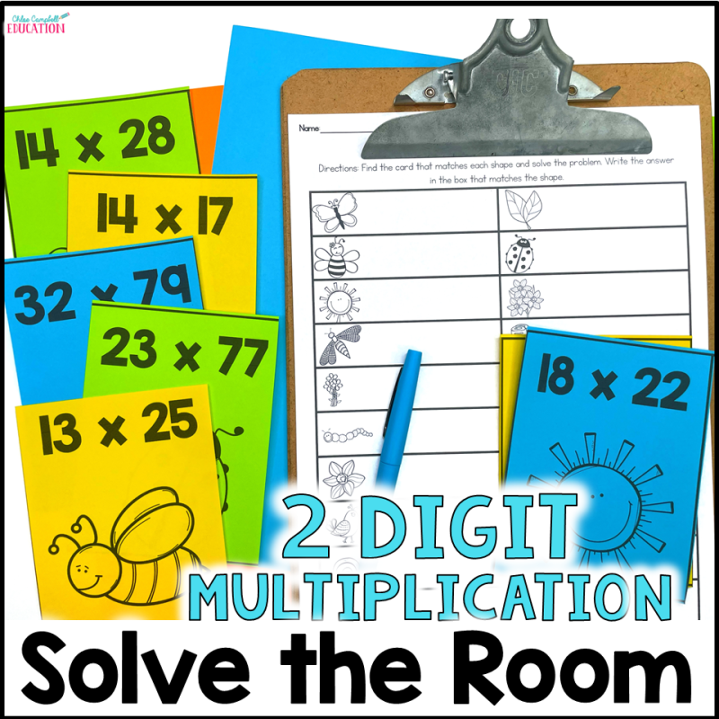 2 Digit by 2 Digit Multiplication Solve the Room - Spring Math Games ...