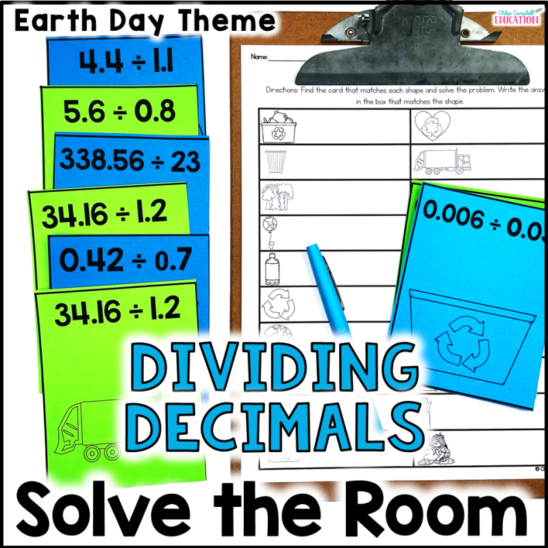Dividing Decimals Activity – Solve the Room – Earth Day Math Center ...