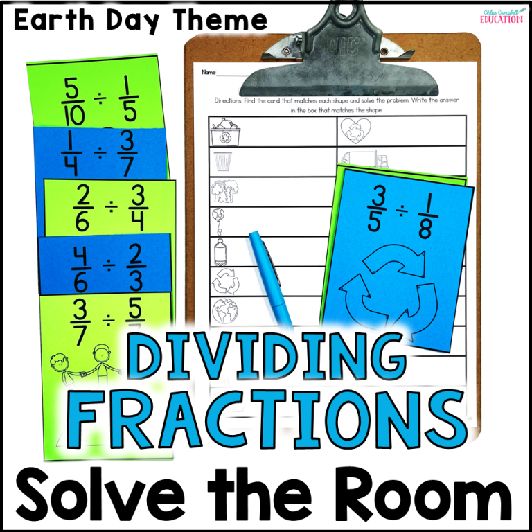 Dividing Fractions Solve the Room Activity – Earth Day Math – Chloe ...