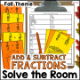 Adding & Subtracting Fractions with Unlike Denominators Fall Math Solve ...