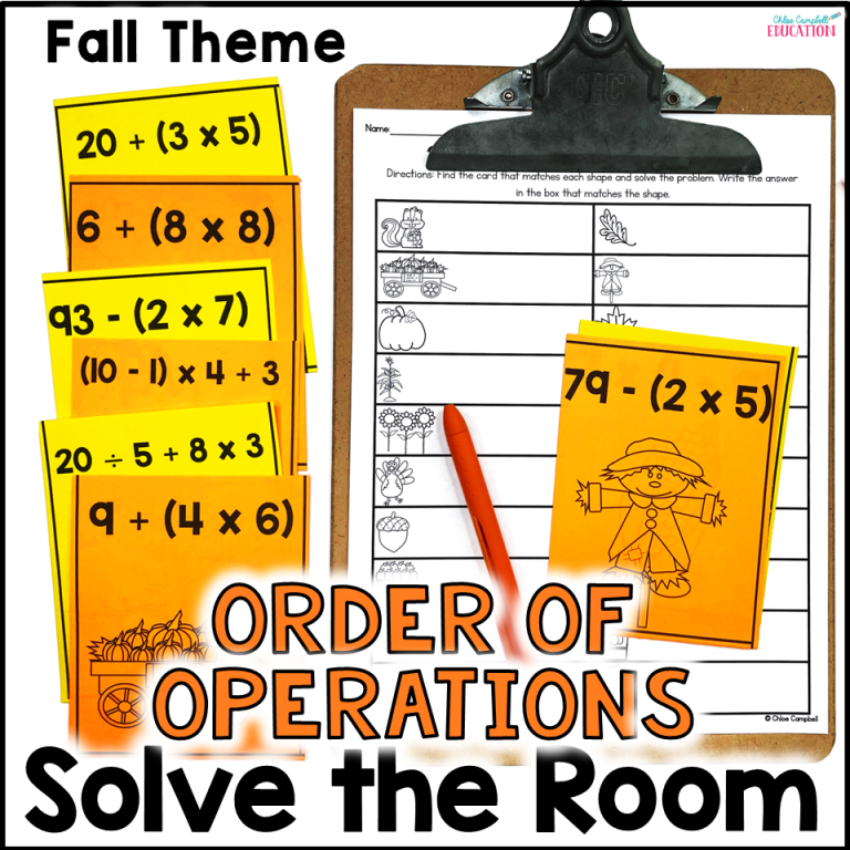 Order of Operations – Solve the Room Fall Math Activity – 5th Grade ...