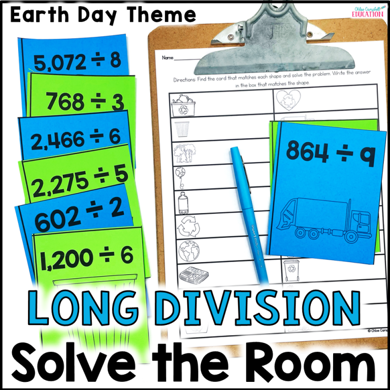 Long Division Games with 1 Digit Divisors – Solve the Room – Earth Day ...