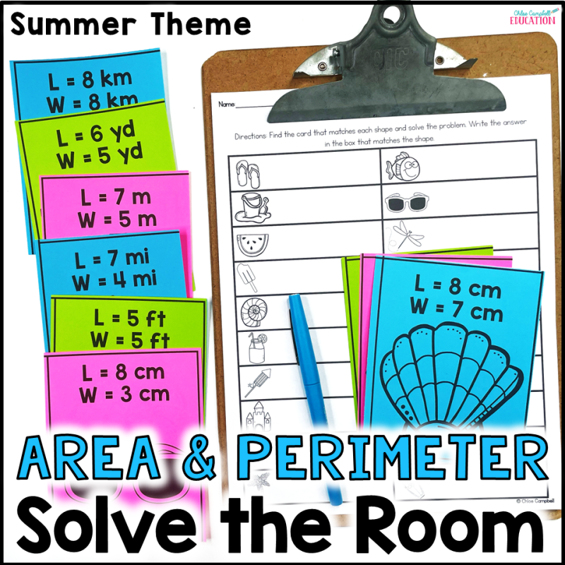 Area and Perimeter Activity – Summer Math Solve the Room – Measurement ...