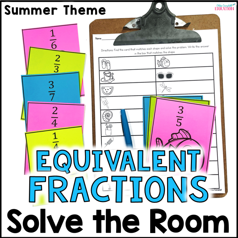 Equivalent Fractions Game – Solve the Room – Summer Math – Fractions ...