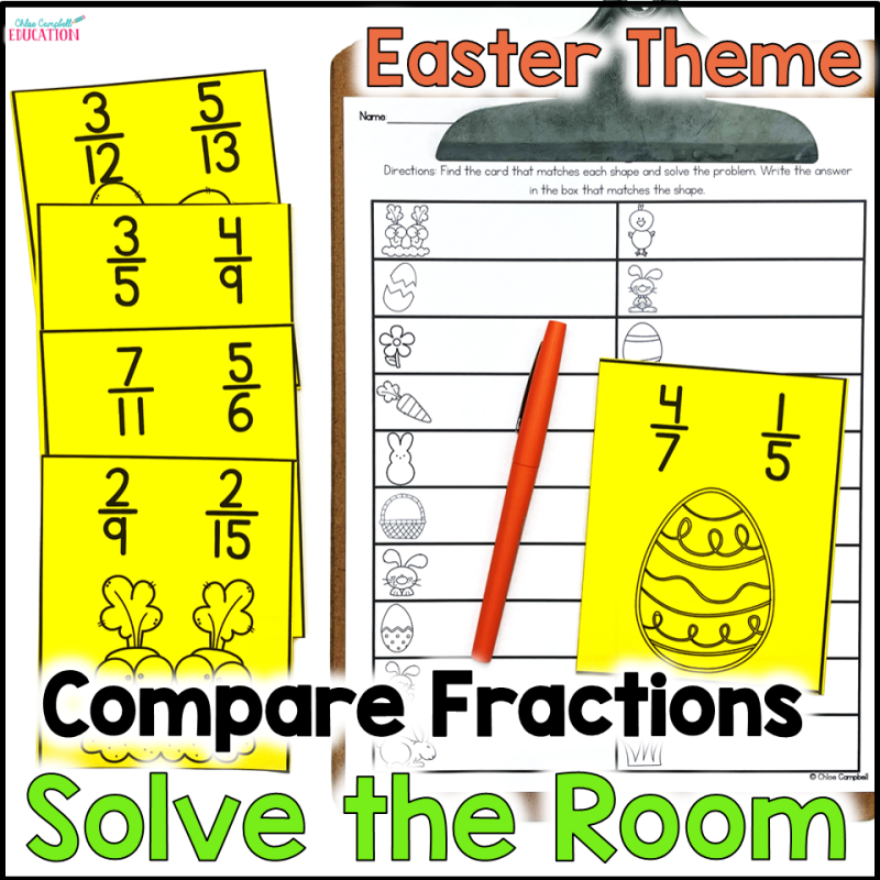 Comparing Fractions with Unlike Denominators Solve the Room – Easter ...