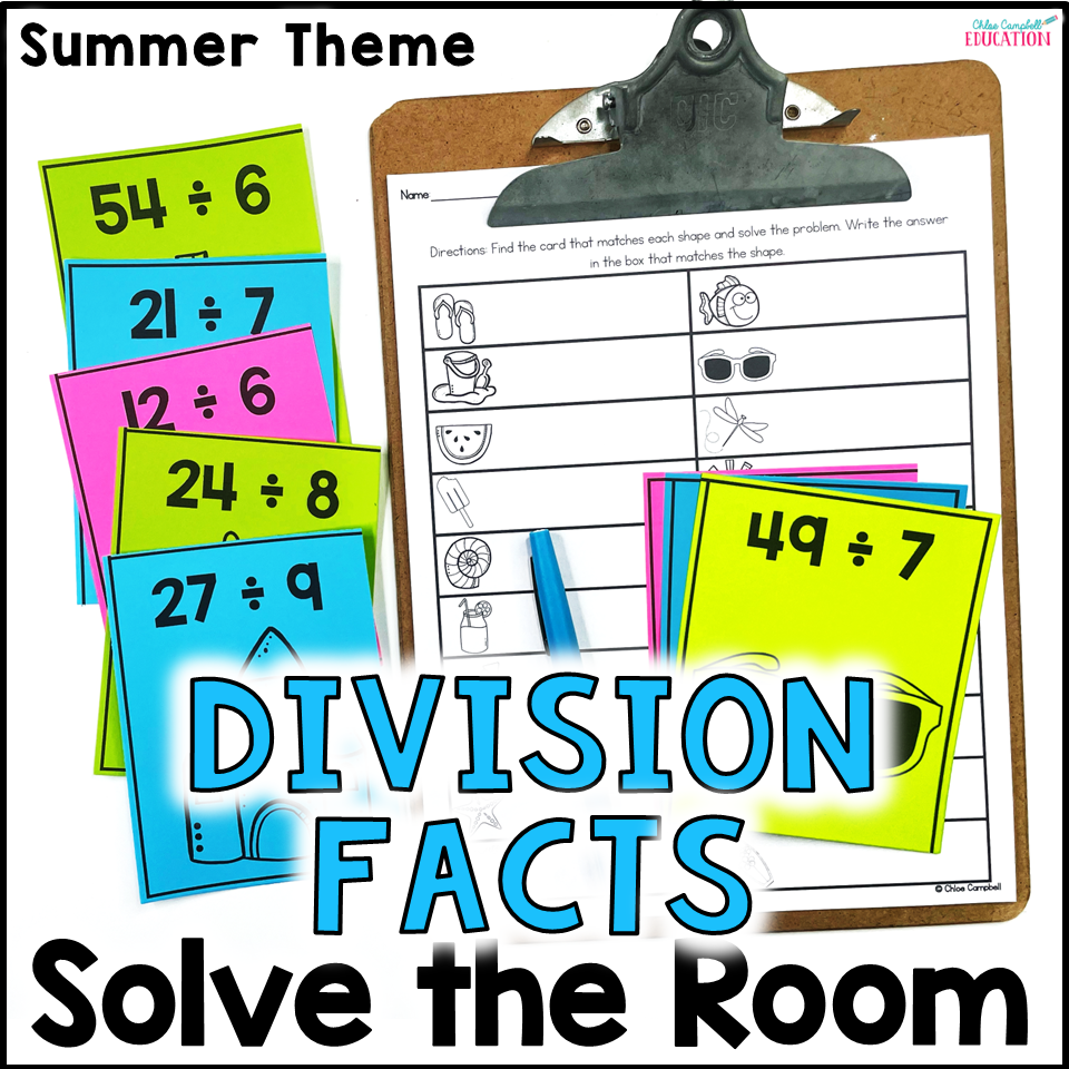 Division Facts Game Solve The Room Activity Summer Math Center
