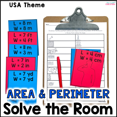 Area and Perimeter Solve the Room Cards – USA Math Activity 3rd and 4th ...