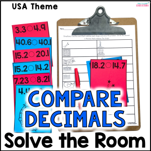 Comparing Decimals Activity – USA Math 4th and 5th Grade – Solve the Room