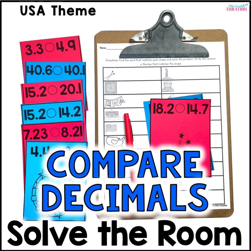 Comparing Decimals Activity – USA Math 4th and 5th Grade – Solve the ...