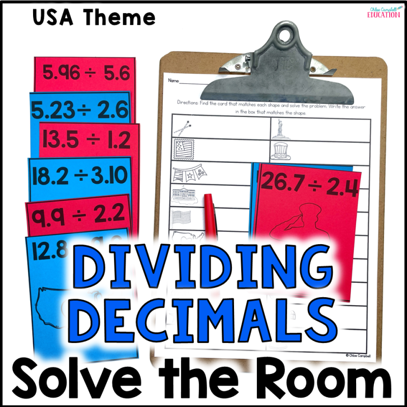 Dividing Decimals Activity – Solve the Room – USA Math 5th Grade Center ...