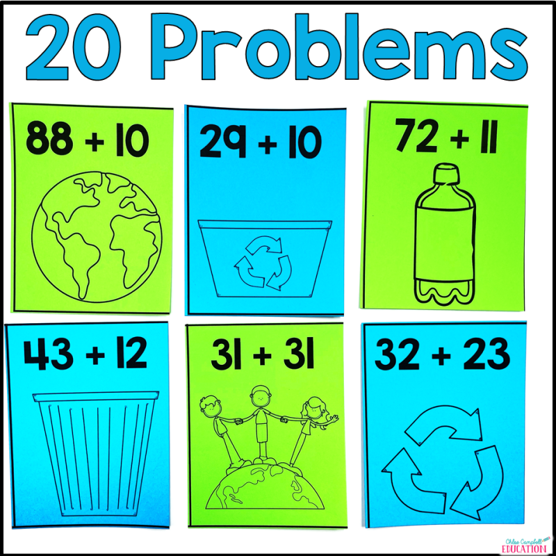 Double Digit Addition Solve the Room – 2 Digit Addition Earth Day Math ...