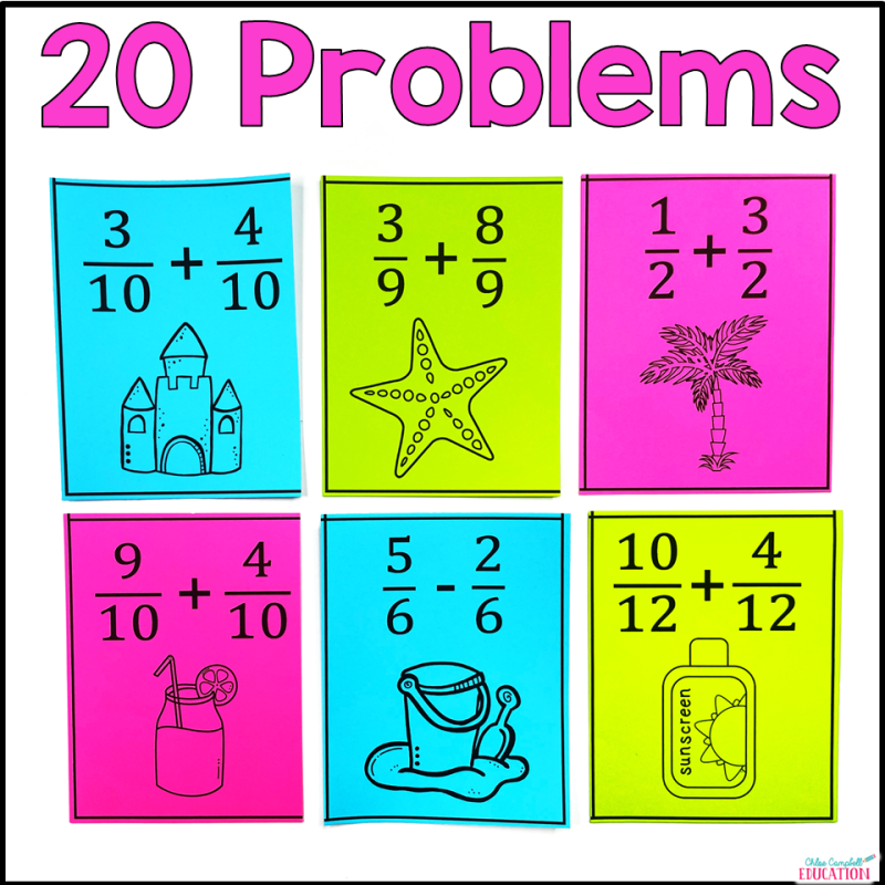 Adding and Subtracting Fractions with Like Denominators – Summer Solve ...