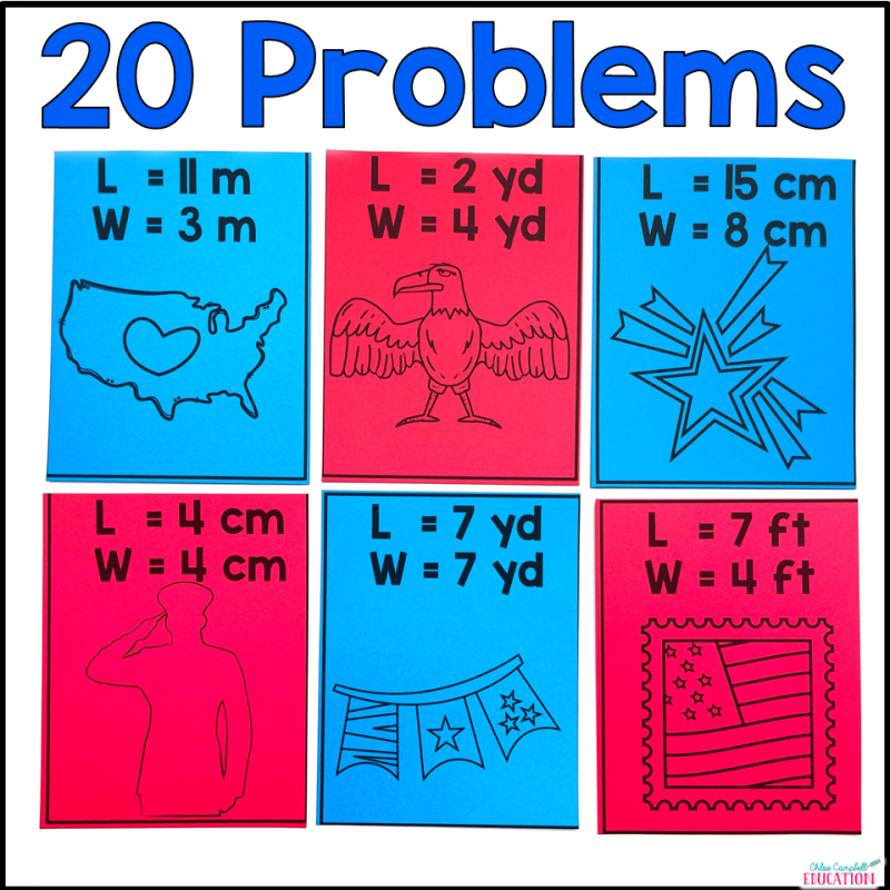 Area and Perimeter Solve the Room Cards – USA Math Activity 3rd and 4th ...