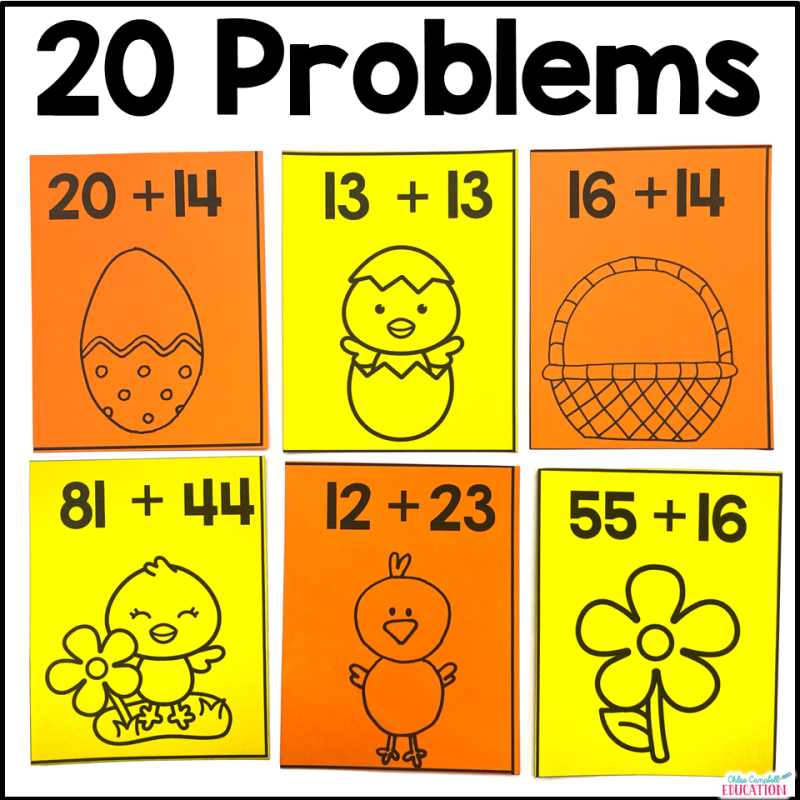 Double Digit Addition Solve the Room – 2 Digit Addition Easter Math ...