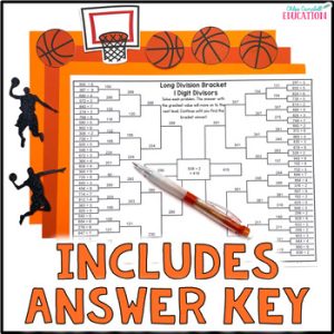 Long Division Games – March Math Activities – Basketball Bracket – Dividing