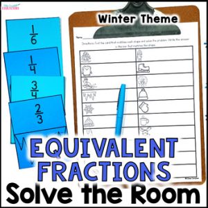 Equivalent Fractions Game – Solve the Room – Winter Math – Fractions ...