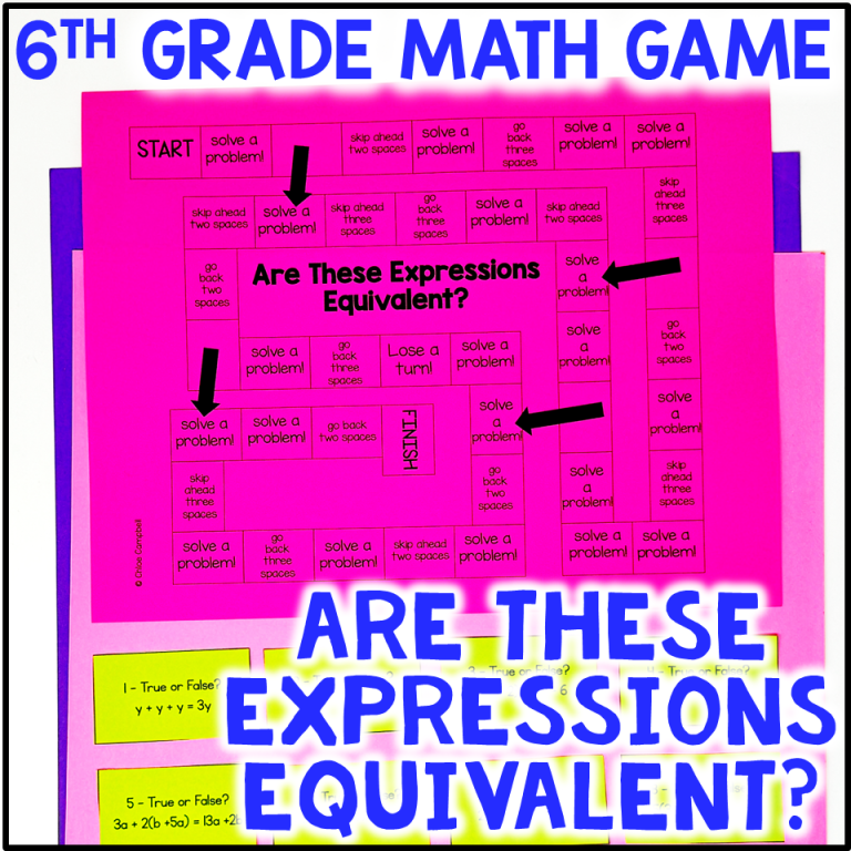 Equivalent Expressions Activity Combining Like Terms Game for 6th Grade ...