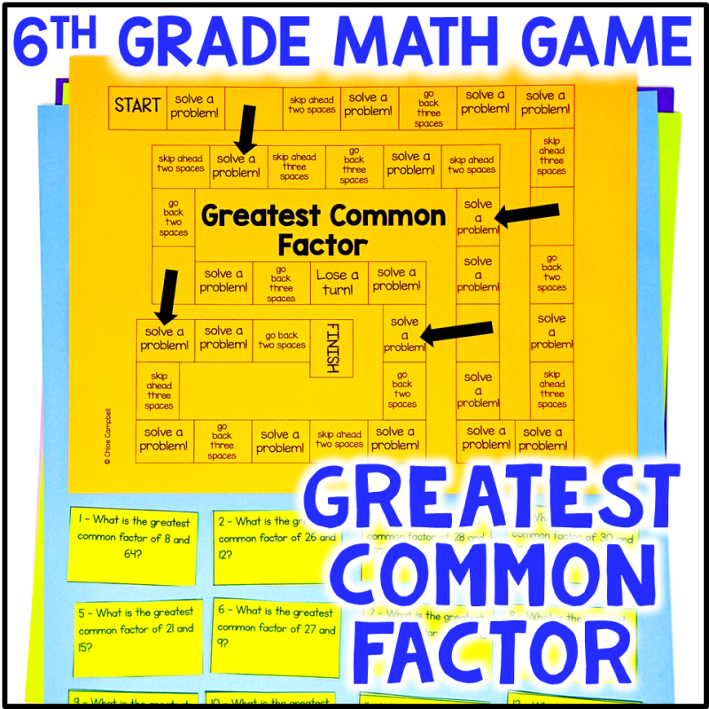 Greatest Common Factor Game – GCF Math Review Activity & Practice for ...