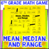 Mean Median Range Game – Measures of Center Activity – 6th Grade Math ...
