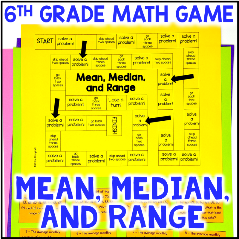 Mean Median Range Game – Measures of Center Activity – 6th Grade Math ...