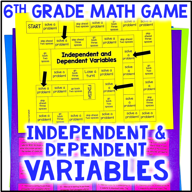 Independent and Dependent Variables Math Game – Equations with ...