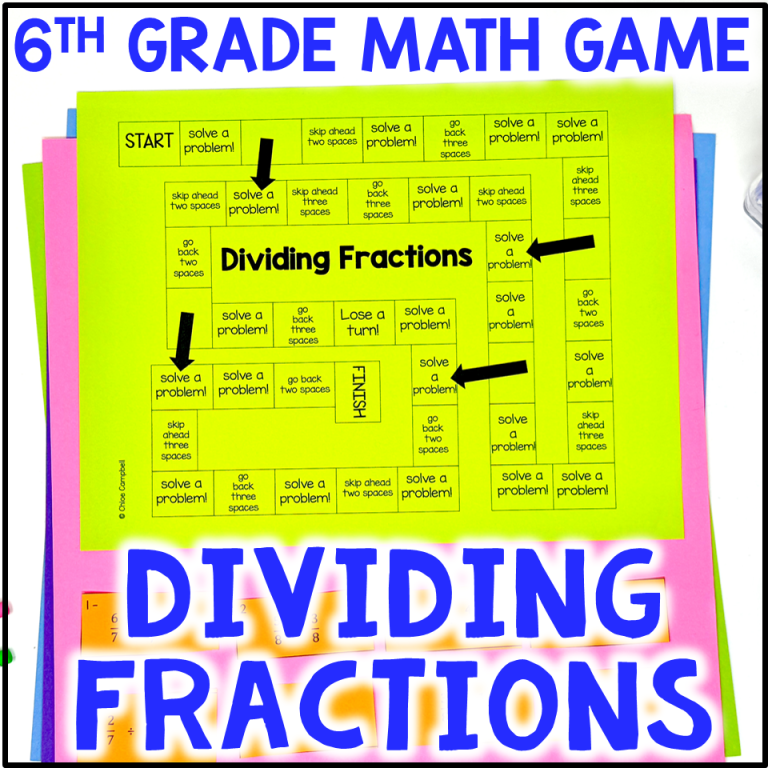 Division of Fractions Game – Dividing Fractions Word Problems Task ...