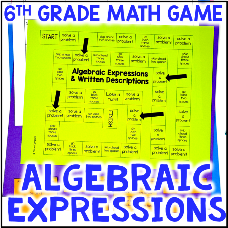 Writing Algebraic Expressions Word Problems Game – 6th Grade Math ...