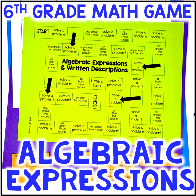 Writing Algebraic Expressions Word Problems Game – 6th Grade Math ...