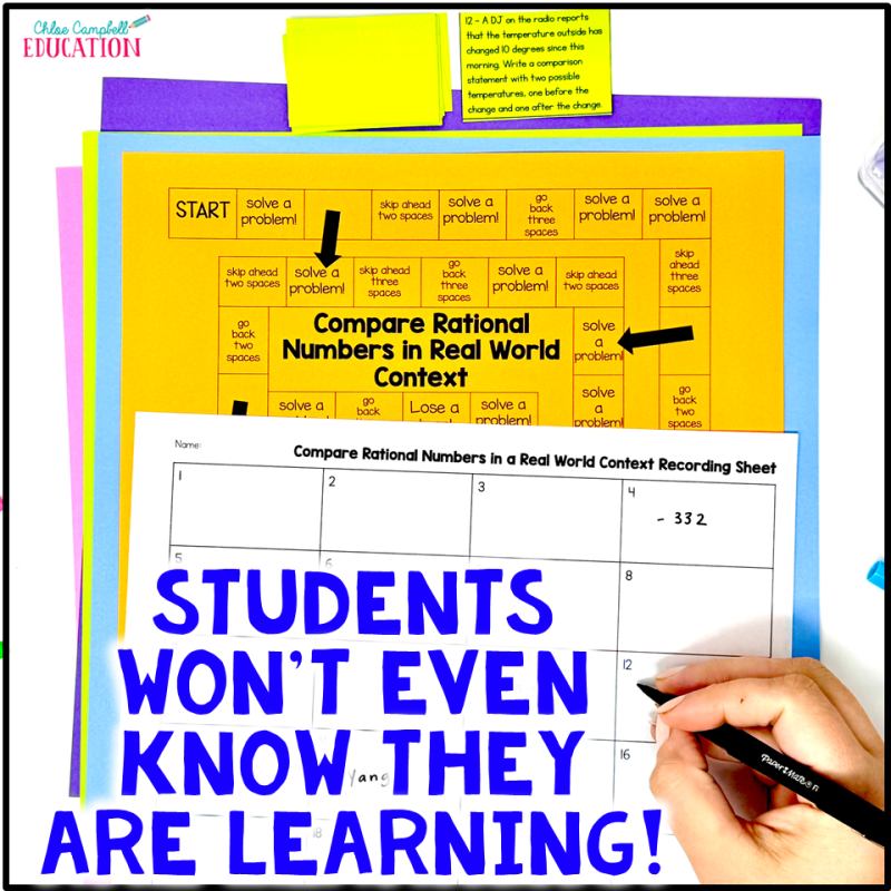 Compare & Order Rational Numbers Board Game 6th Grade Math Spiral ...