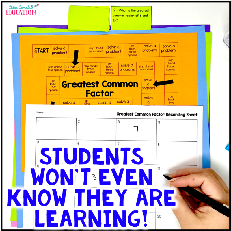 Greatest Common Factor Game – GCF Math Review Activity & Practice for ...
