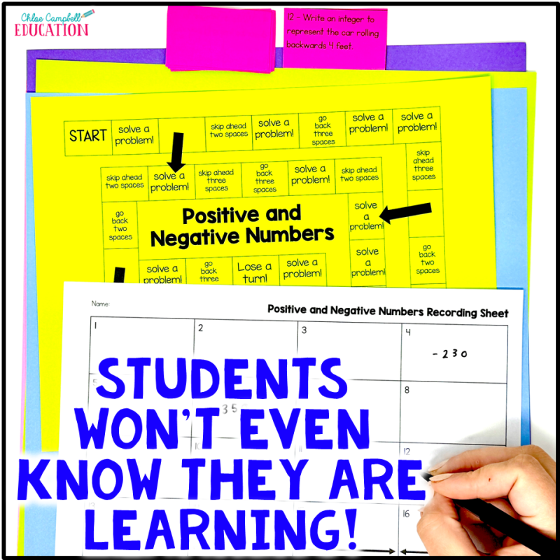 Positive and Negative Integers Game – Writing Integers on a Number Line ...