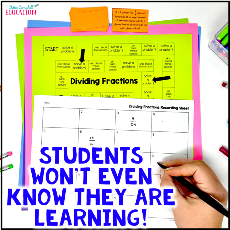 Division of Fractions Game – Dividing Fractions Word Problems Task ...