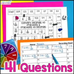 Convert Decimals to Fractions Game for 4th Grade Decimals & Fractions ...