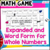 Writing Whole Numbers in Word & Expanded Form Place Value Game 4th ...