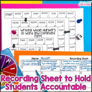 Writing Whole Numbers in Word & Expanded Form Place Value Game 4th ...