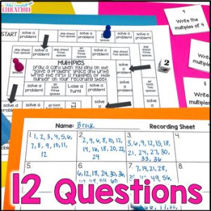 Factors & Multiples Game Multiplication Facts Review Game & Worksheet ...