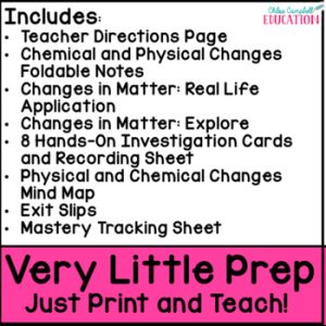 Physical & Chemical Changes in Matter Activities States of Matter ...