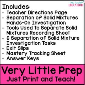 Mixtures and Properties Properties of Matter Experiment Separating ...